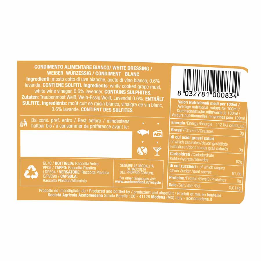 Witte Wijndressing met Lavendel 250 ml Acetomodena