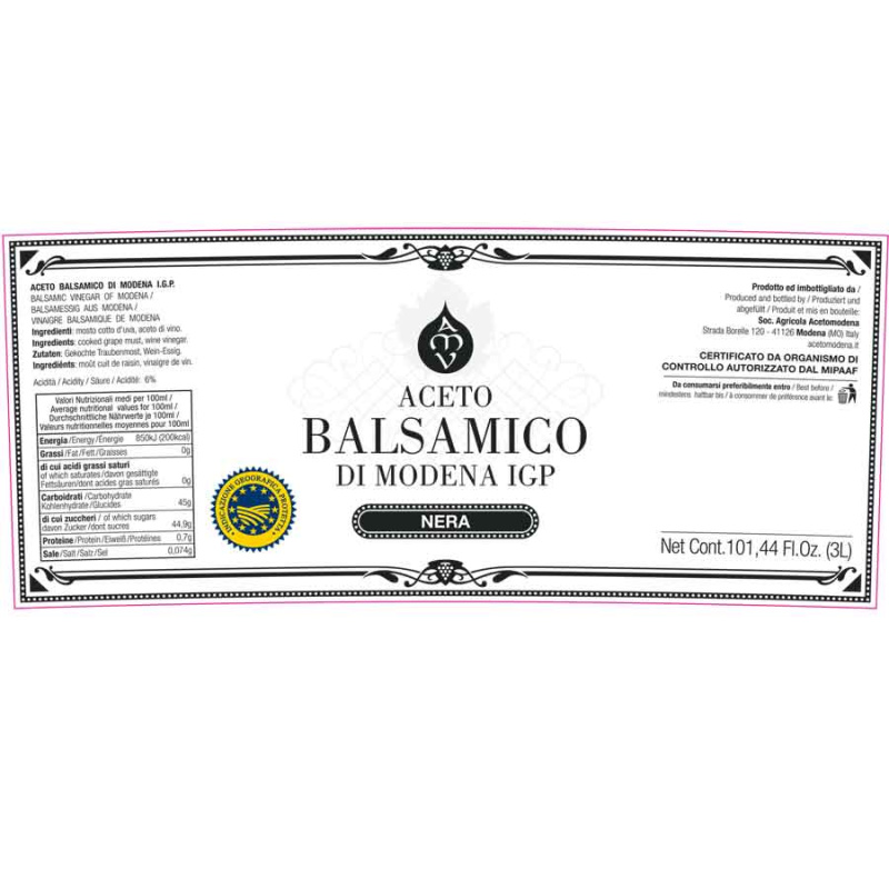 Acetomodena Balsamic Vinegar of Modena IGP Goccia Nera Magnum 3 lt