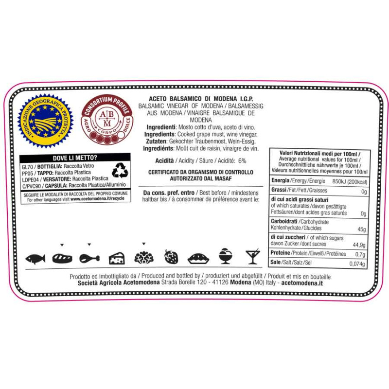 Acetomodena Goccia Nera Balsamic Vinegar of Modena IGP 250 ml