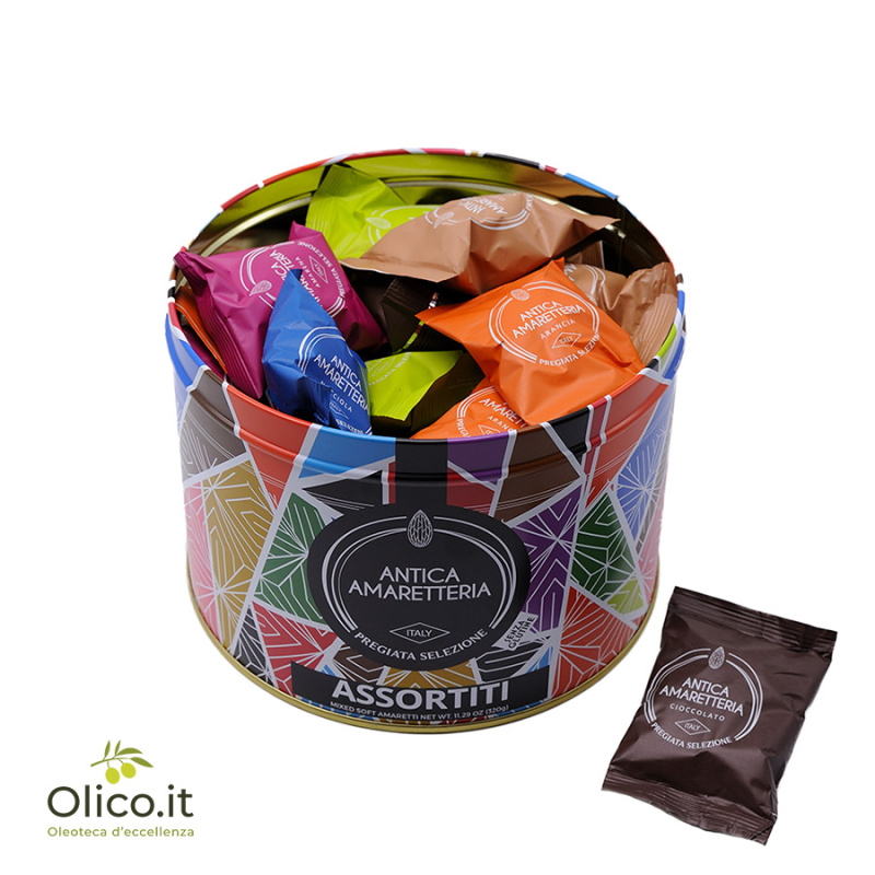 Assorted soft Amaretti in tin box 320 gr Barbero Sicily