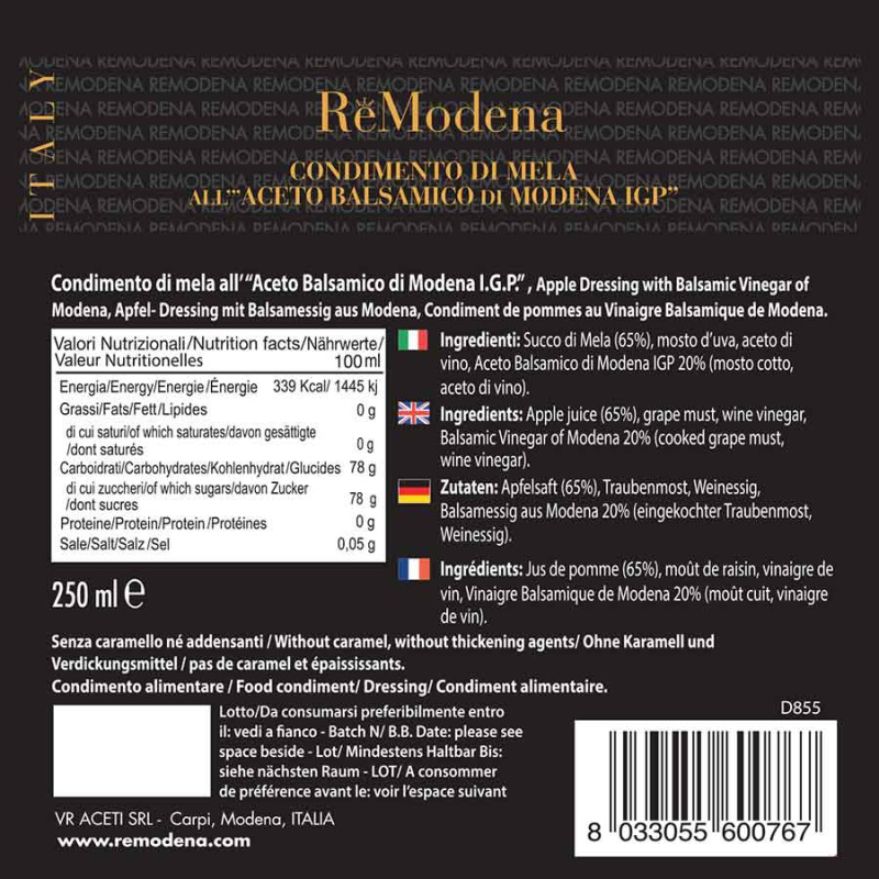 Apple Dressing with Balsamic Vinegar of Modena PGI 250 ml Re Modena