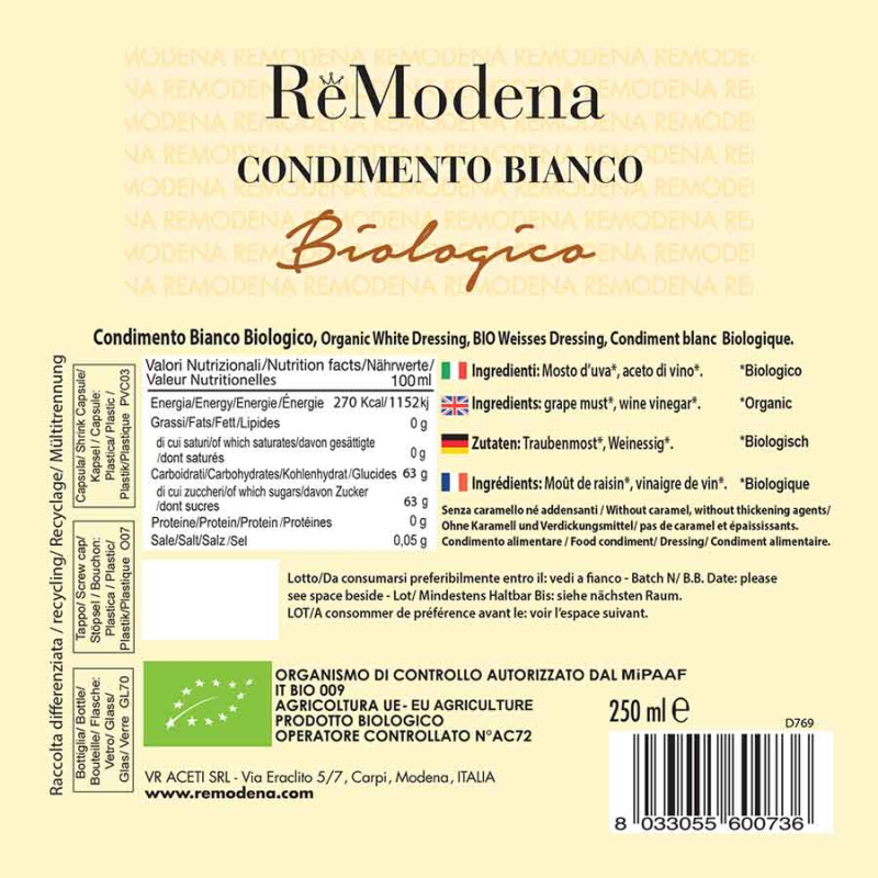 Biologische Witte Dressing 250 ml ReModena