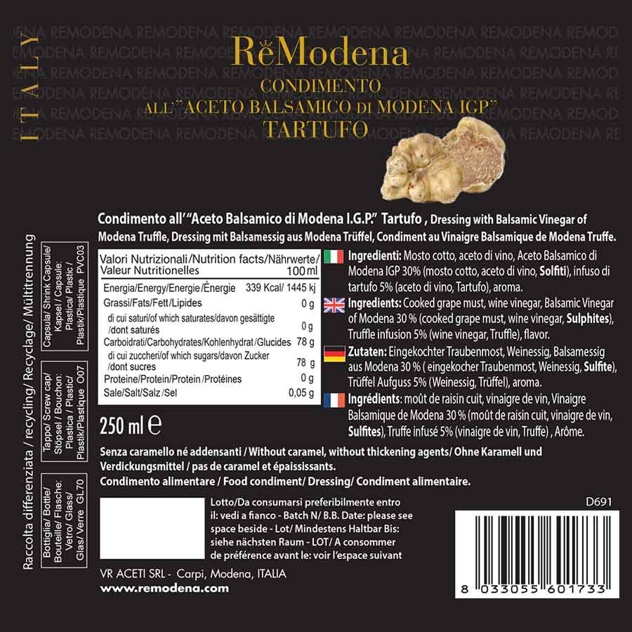 Dressing with Balsamic Vinegar of Modena PGI IGP and Truffle Re Modena
