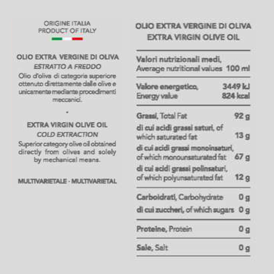 Frantoio D'Orazio Extra Virgin Olive Oil bottle Primavera 500 ml