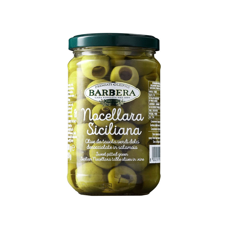Pitted Sweet Nocellara Sicilian Green Olives in Brine 300 g Barbera Sicily