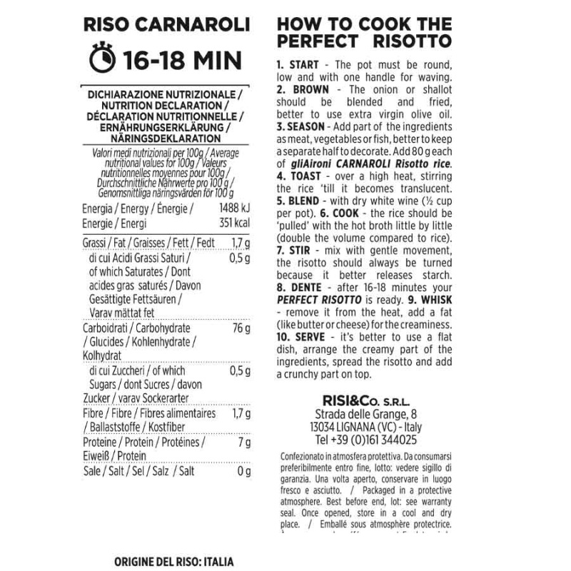 Carnaroli rice in tin The Perfect Risotto 750 gr Gli Aironi