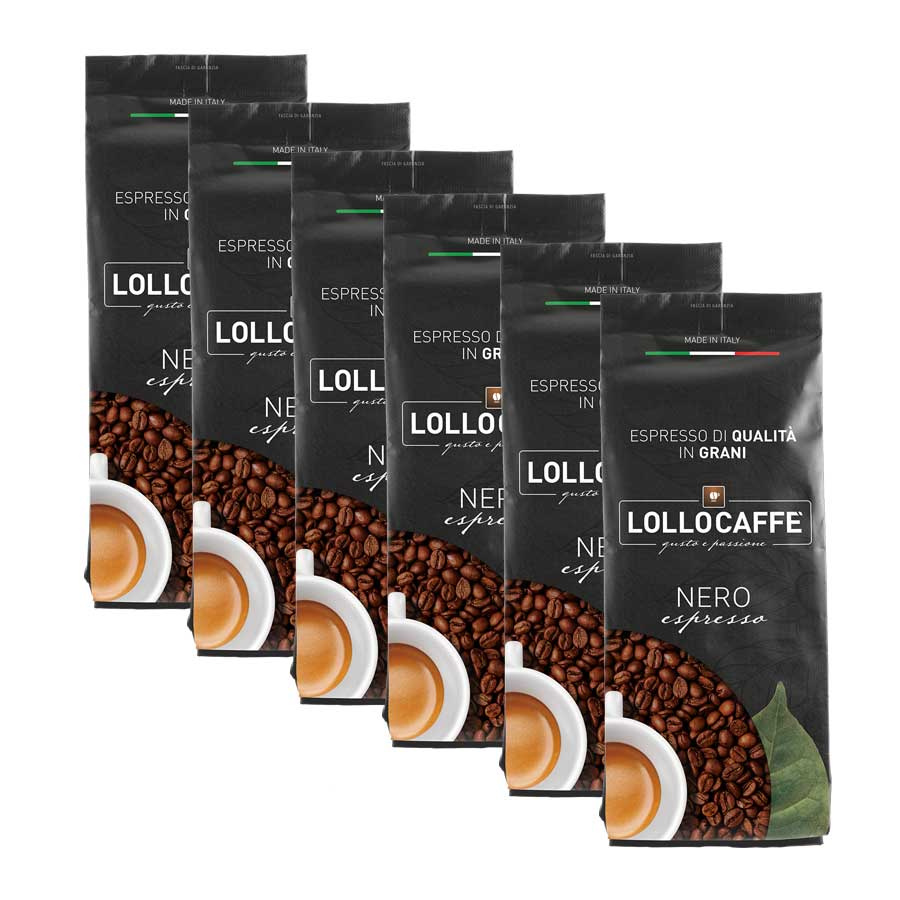 Oferta Granos de Café Mezcla NEGRA Lollo Caffè 1 kg x 6