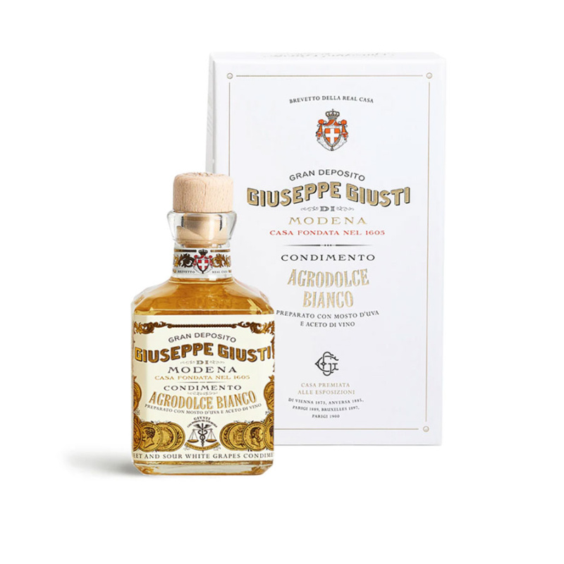Zoetzure Dressing van Witte Wijnazijn in Kubieke cadeau 250 ml Giusti