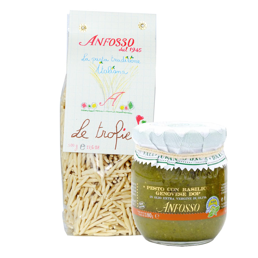 Trofie 500 gr with Basil Pesto Genovese DOP Anfosso 180 gr