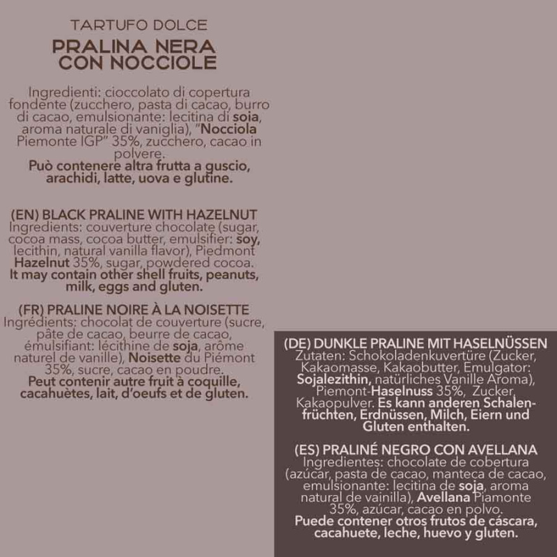 Trifulòt Black Sweet Truffle Pralines Tartuflanghe Piemonte 180 gr