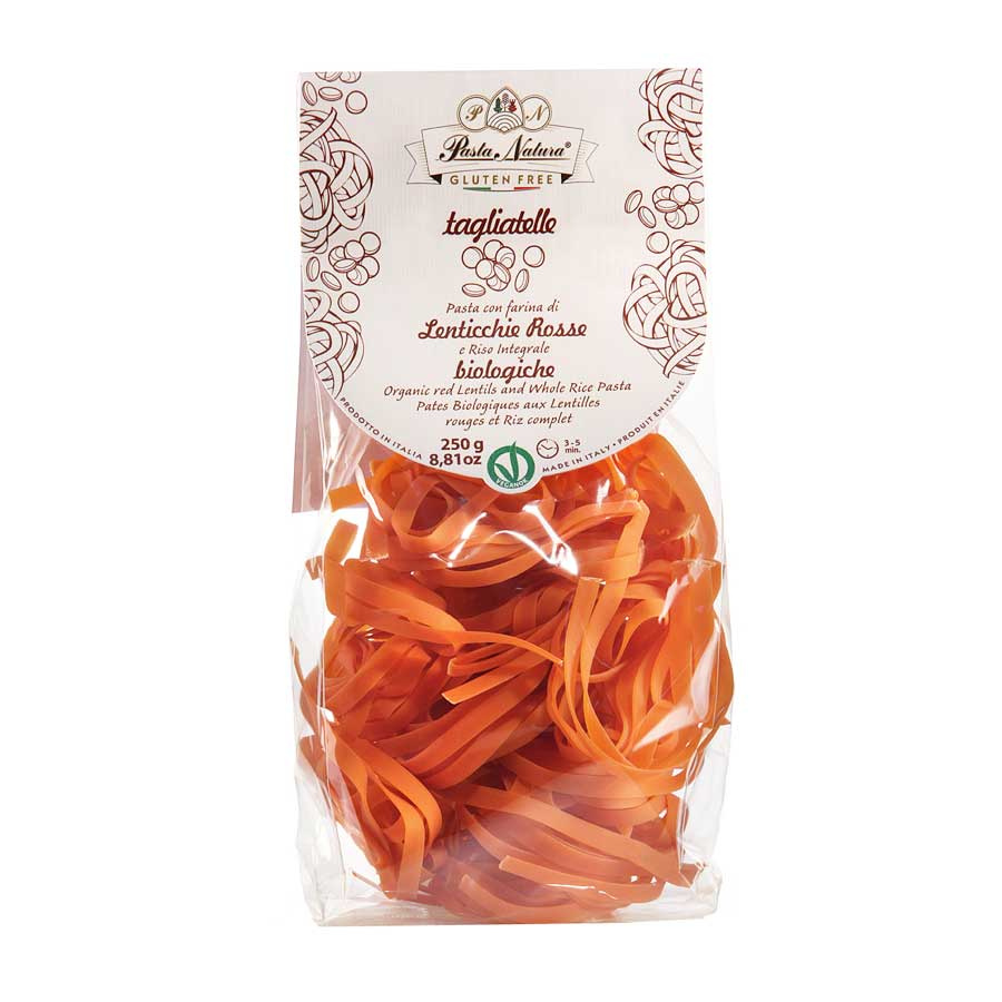 Tagliatelle sin gluten ecológica lentejas rojas 250 gr pasta natura