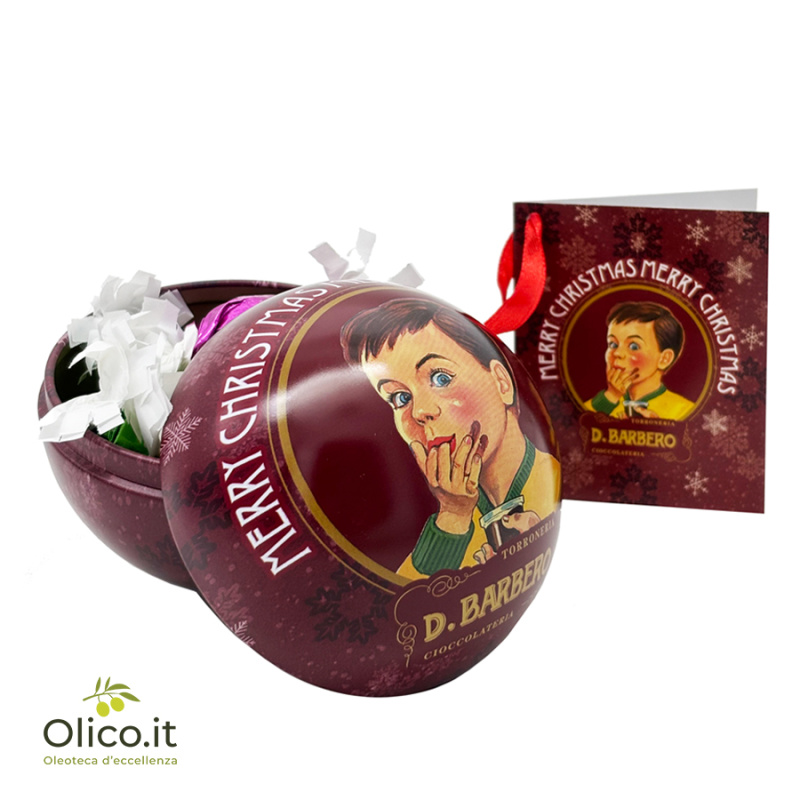 Red Christmas Bauble with Cri Cri Chocolates 50 gr Barbero Sicily