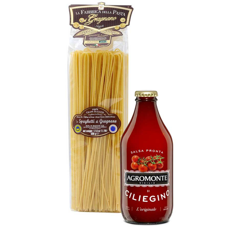Spaghetti Gragnano IGP 500 gr et Sauce Ciliegino Agromonte 330 gr