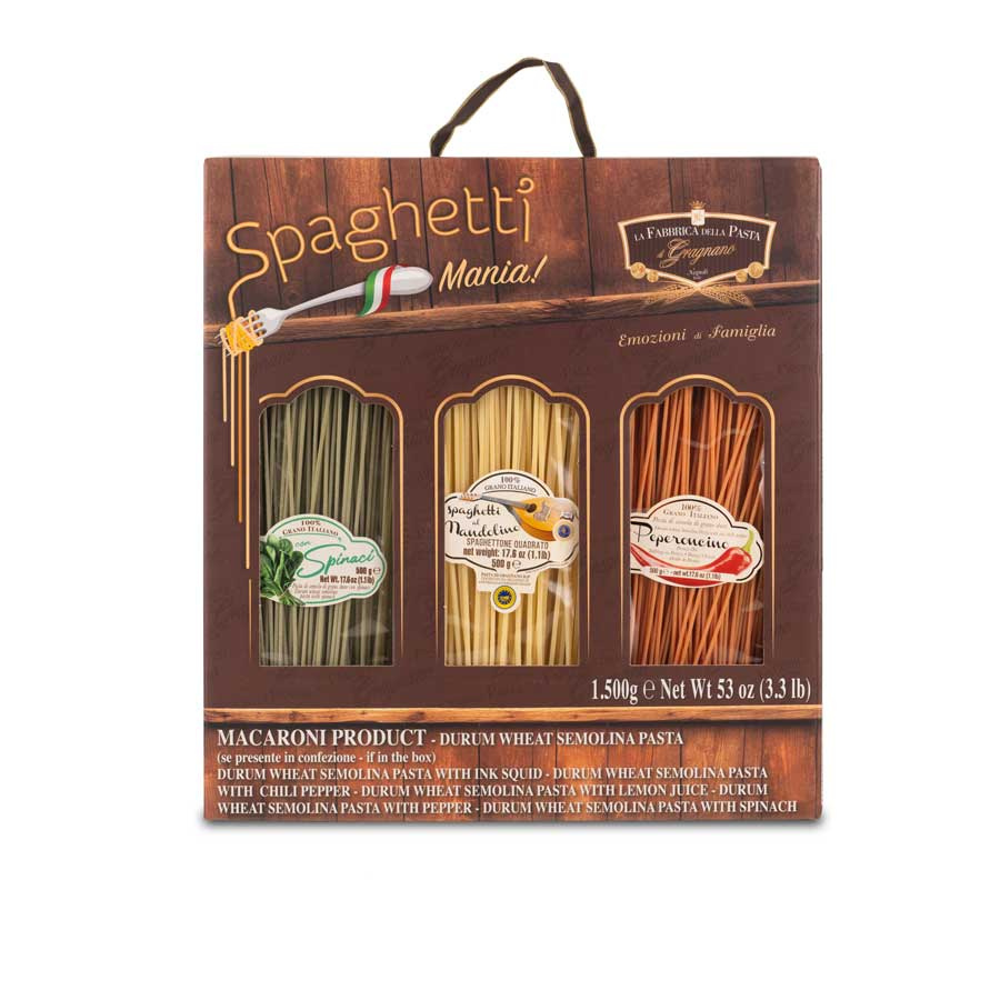Spaghetti Mania Set: Espinacas, Mandolina y Guindilla 500 gr x 3