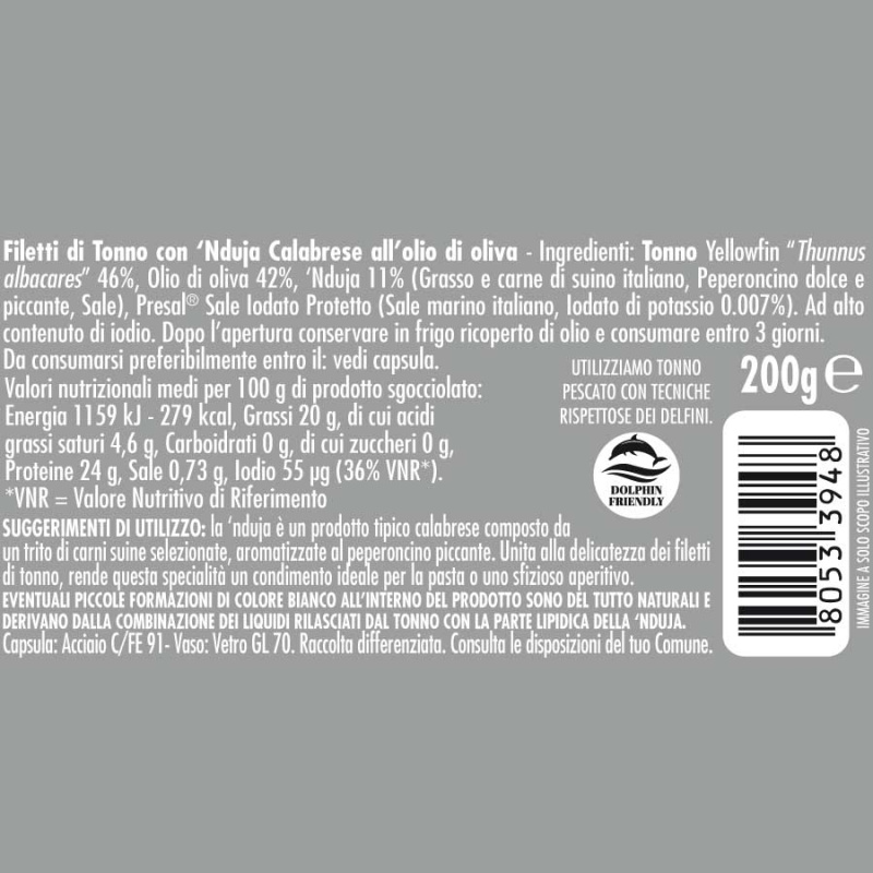 Tuna fish fillets with Calabrian Nduja 200 gr Giacinto Callipo