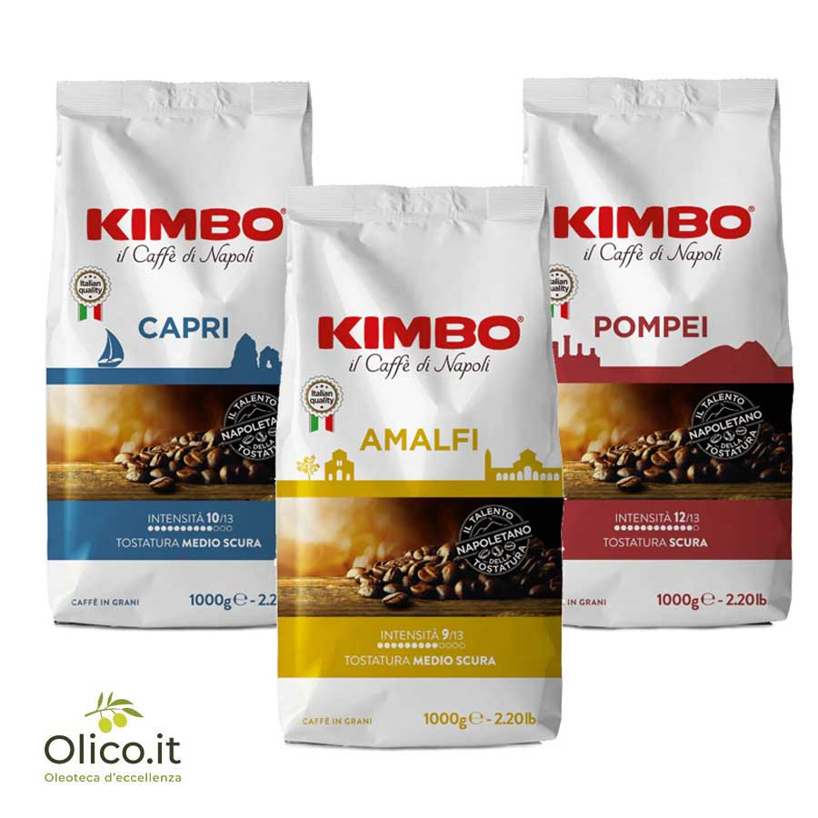 Trio Meraviglie del Gusto Café Kimbo en grains Amalfi Capri Pompei