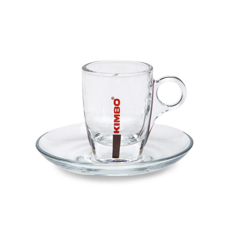 Set de 6 Tasses à café en verre avec soucoupe Kimbo