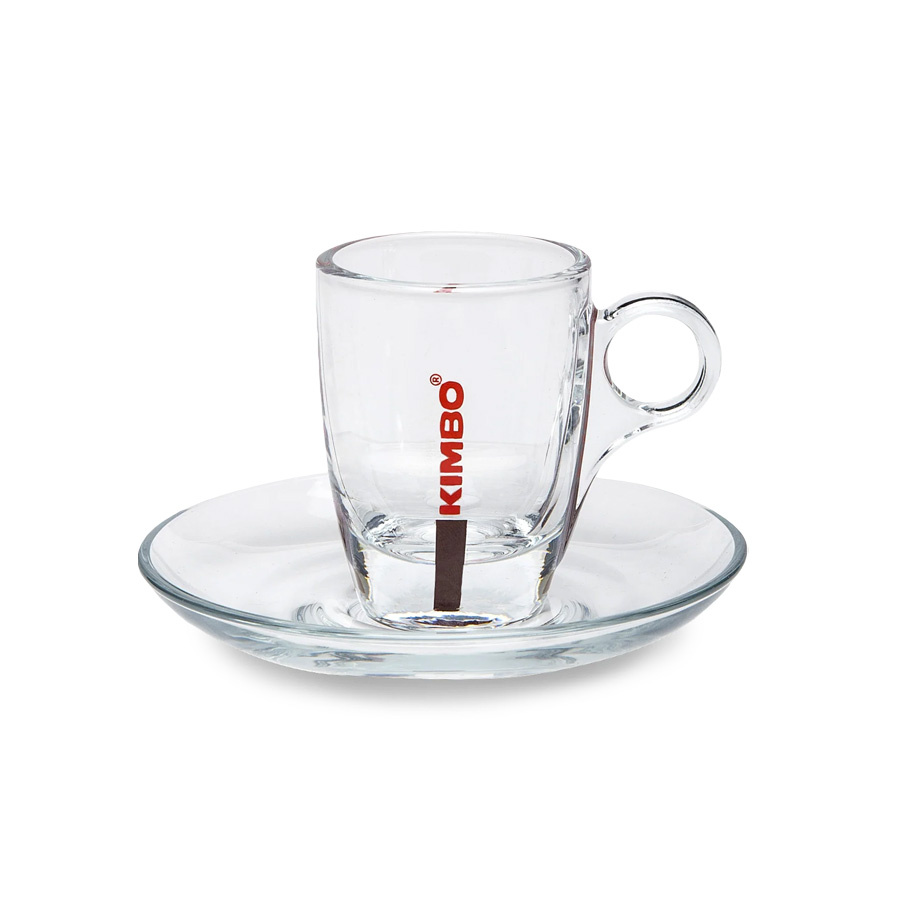 Set of 6 Kimbo clear glass coffee cups