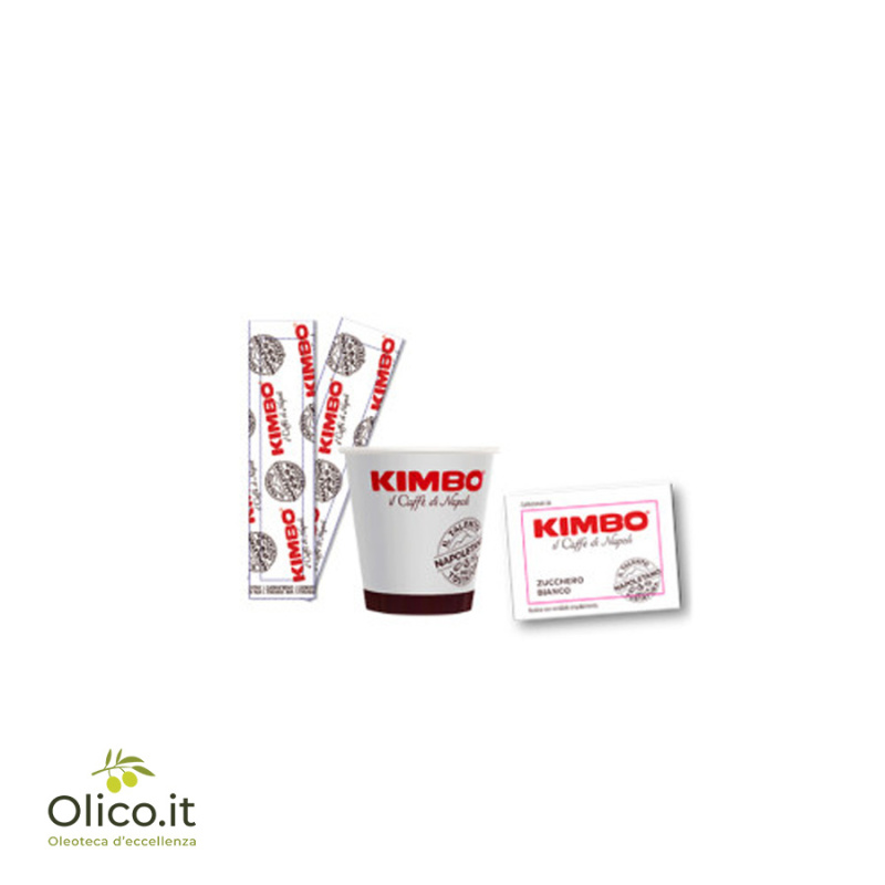 Kit 100 Kimbo cups, stirrers and sugar