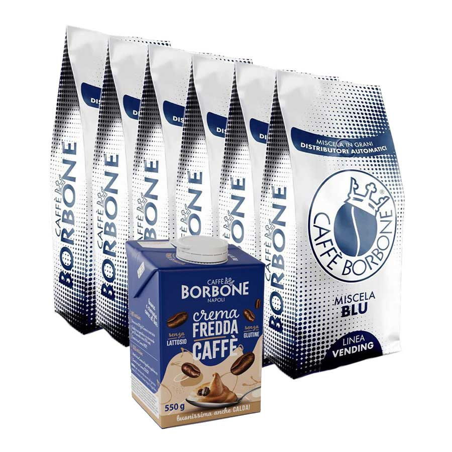 Caffè Borbone Bohnen Blau 1 kg x 6 und Kaffeecreme 550 gr Borbone