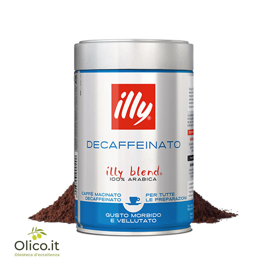Café moulu Illy Espresso Décaféiné 100% Arabica en boîte 250 gr
