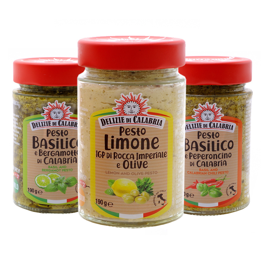 Tris Pesto Delizie di Calabria Lemon, Chilli Pepper Bergamot 190 g x 3