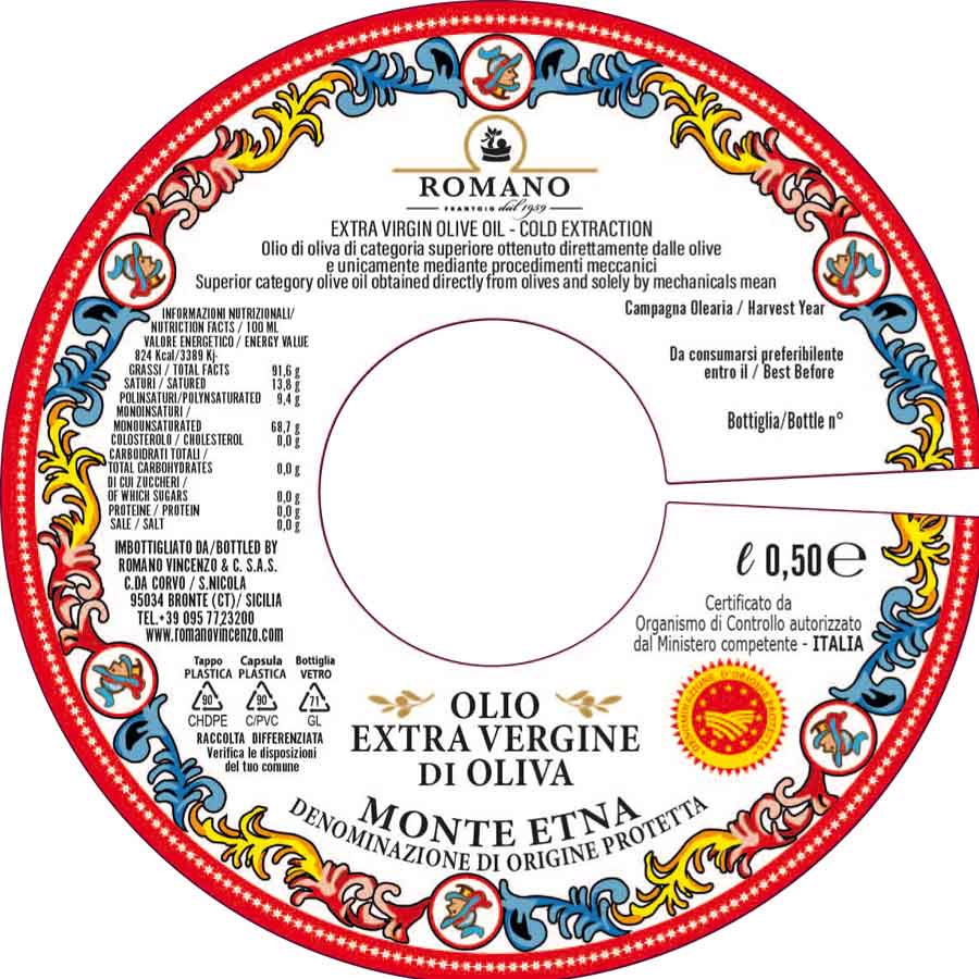 Frantoio Romano Huile Tête de Maure Noire Opaque Le Sciare 500 ml