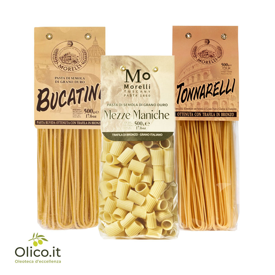 Regalo Pasta Morelli Roma Bucatini Tonnarelli Mezze Maniche 500 g x 3