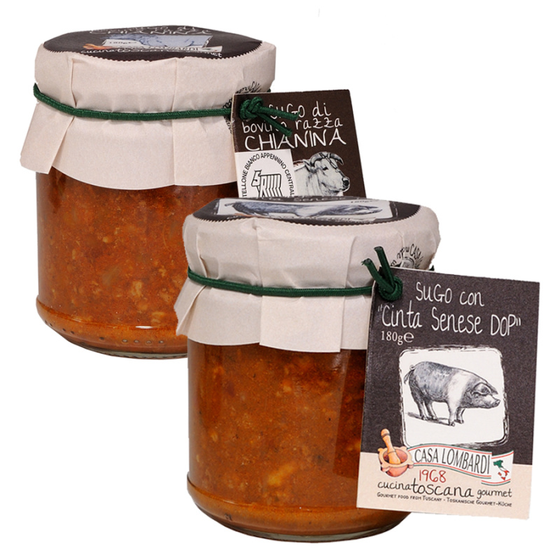 Promoción Sughi Lombardi: Ragú de Chianina y Cinta Senese DOP 180g x 2