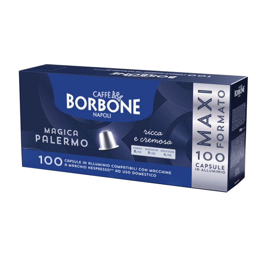100 Magica Palermo Aluminium Coffee Capsules Borbone Comp. Nespresso