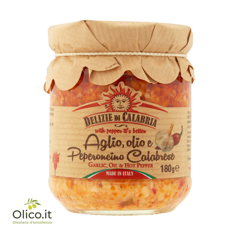 Sauce Knoblauch, Öl und Peperoncino 180 g Delizie di Calabria