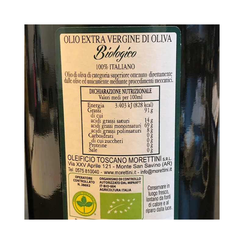 Organic Extra Virgin Olive Oil Bioliva 1 lt Morettini Toscano