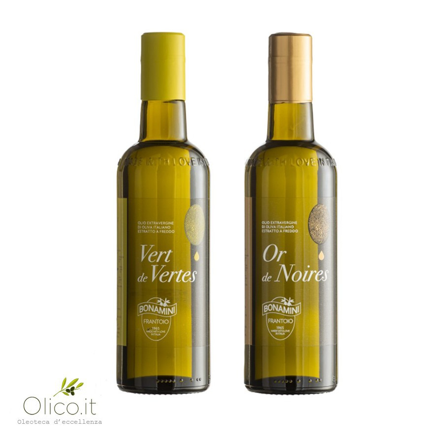 Offer Extra Virgin Olive Oil Green and Black Olives 500 x 2 Bonamini