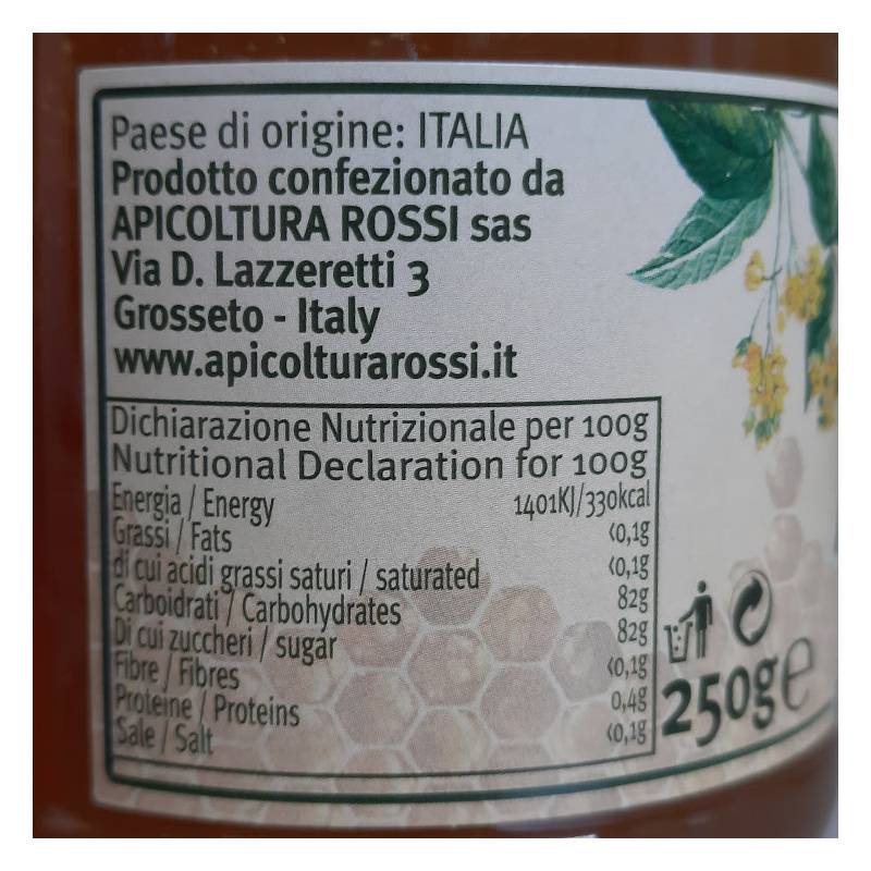 Italian Marruca Honey 250 gr Apicoltura Rossi Novaro Tuscany