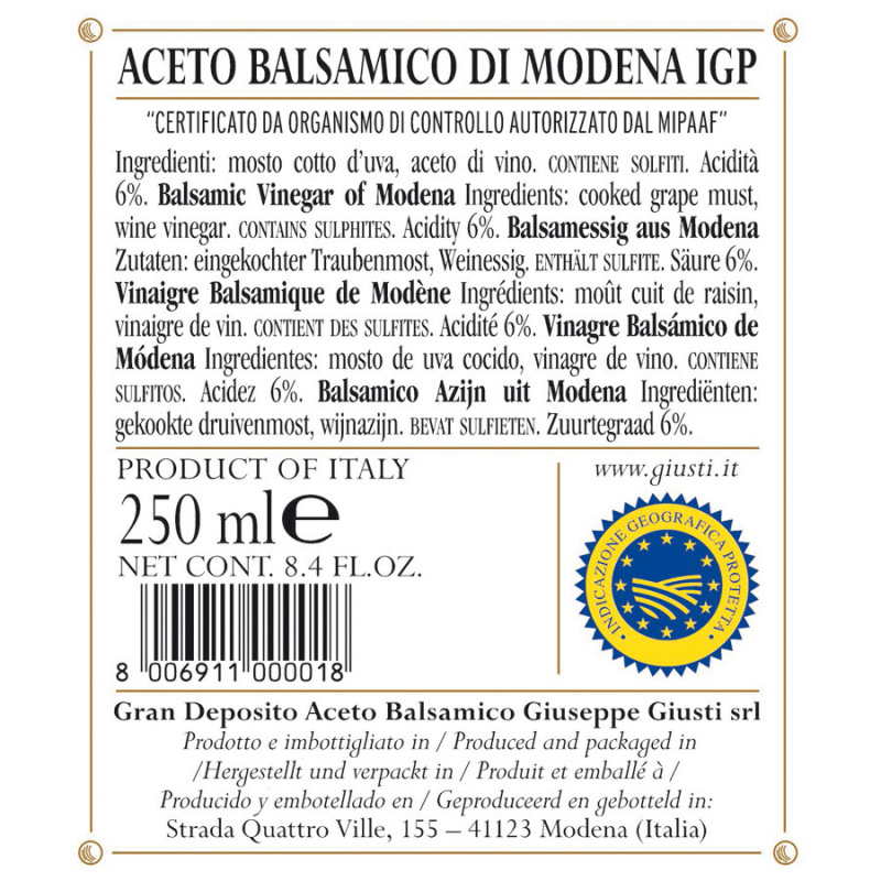 Balsamico Essig aus Modena IGP 2 Goldmedaillen Il Classico Giusti