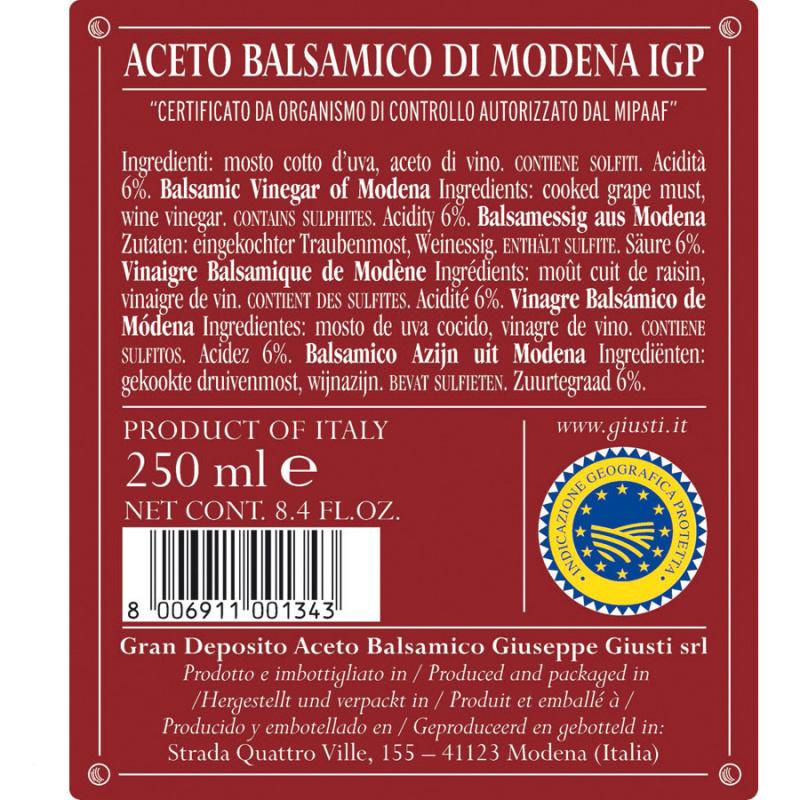 Balsamico Essig Modena IGP 3 Goldmedaillen il Denso Giuseppe Giusti