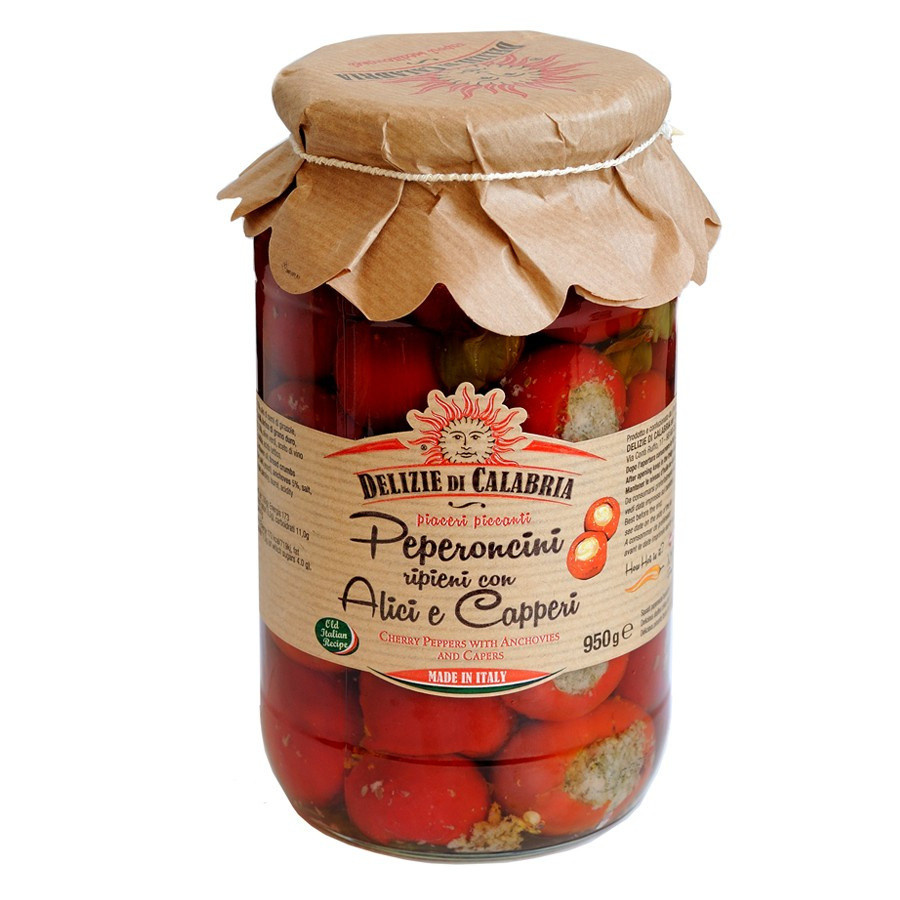 Cherry Peperoncino with anchovies and capers 950 Delizie di Calabria