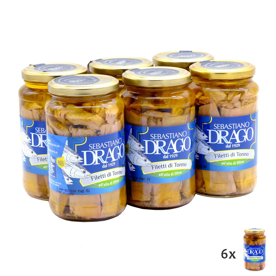 Offerta Filetti di tonno all'olio di oliva x6 Sebastiano Drago Sicilia