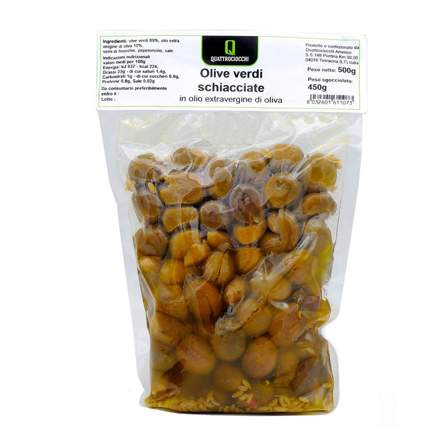 Olives vertes concasées à l'huile d'olive extra vierge Quattrociocchi