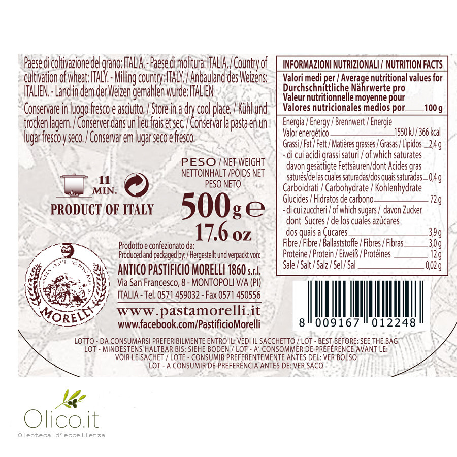 Busiate Pasta de Sicilia 500 gr Pastificio Morelli