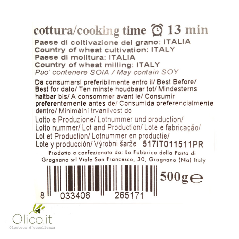 Spaghetti al Mandolino Pâtes de Gragnano 500 gr Fabbrica della Pasta