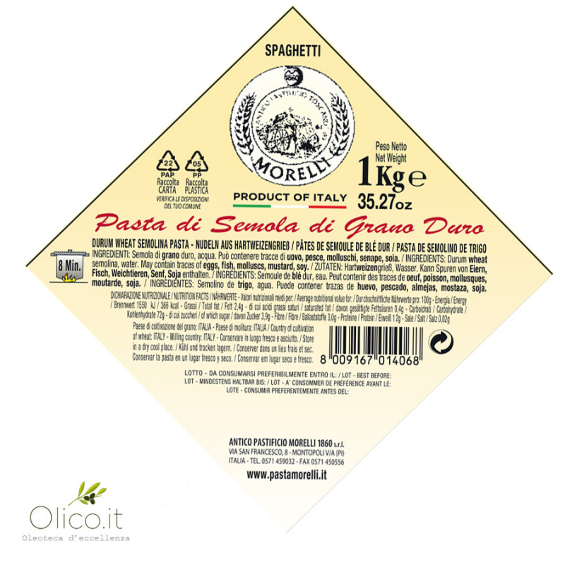Old Style Wrapped Spaghetti 1 kg Pastificio Morelli Tuscany