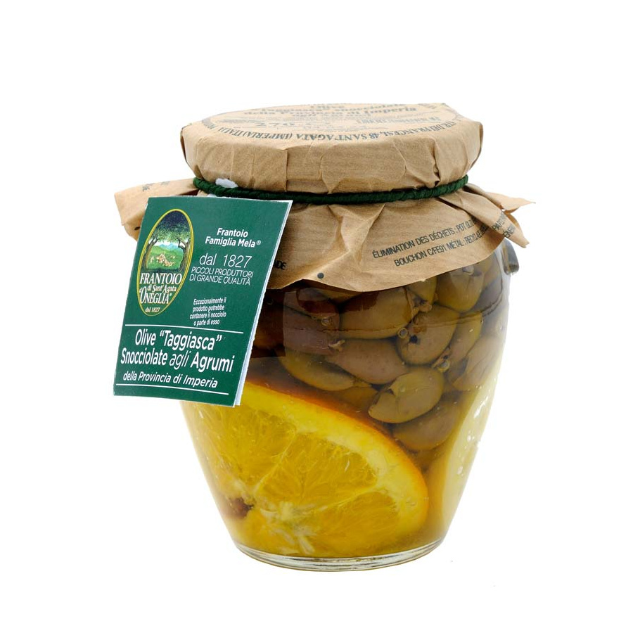 Taggiasca Pitted olives with Citrus Fruits 270 gr Sant'Agata d'Oneglia
