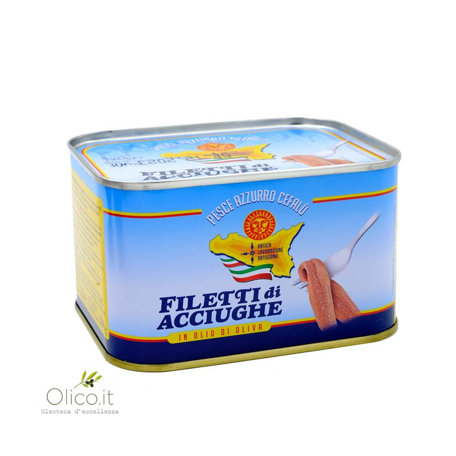 Filetti di Acciughe in Olio di Oliva latta 720 gr Pesce Azzurro Cefalù