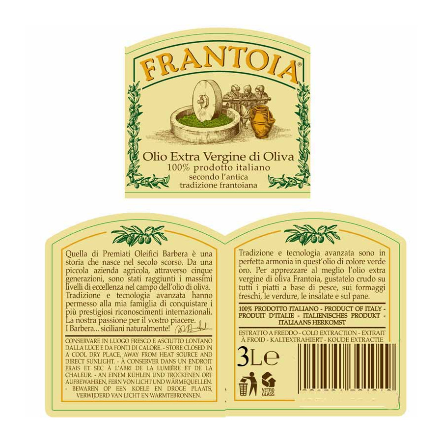 Can 3 lt Extra Virgin Olive Oil Frantoia Barbera Sicily