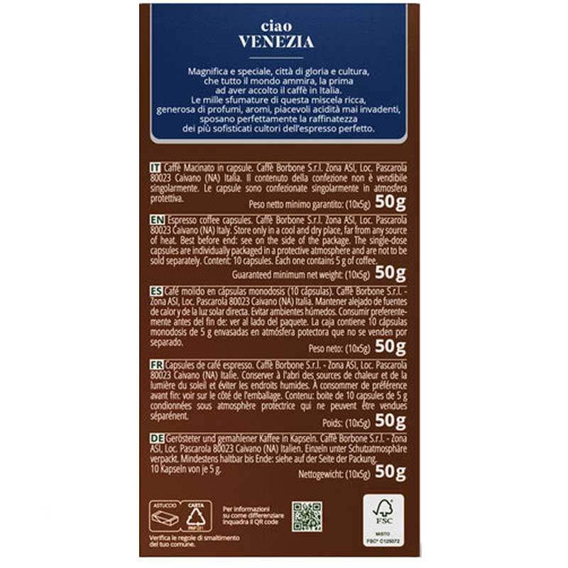 100 Ciao Venezia Aluminium Coffee Capsules Borbone Compatible Nespresso