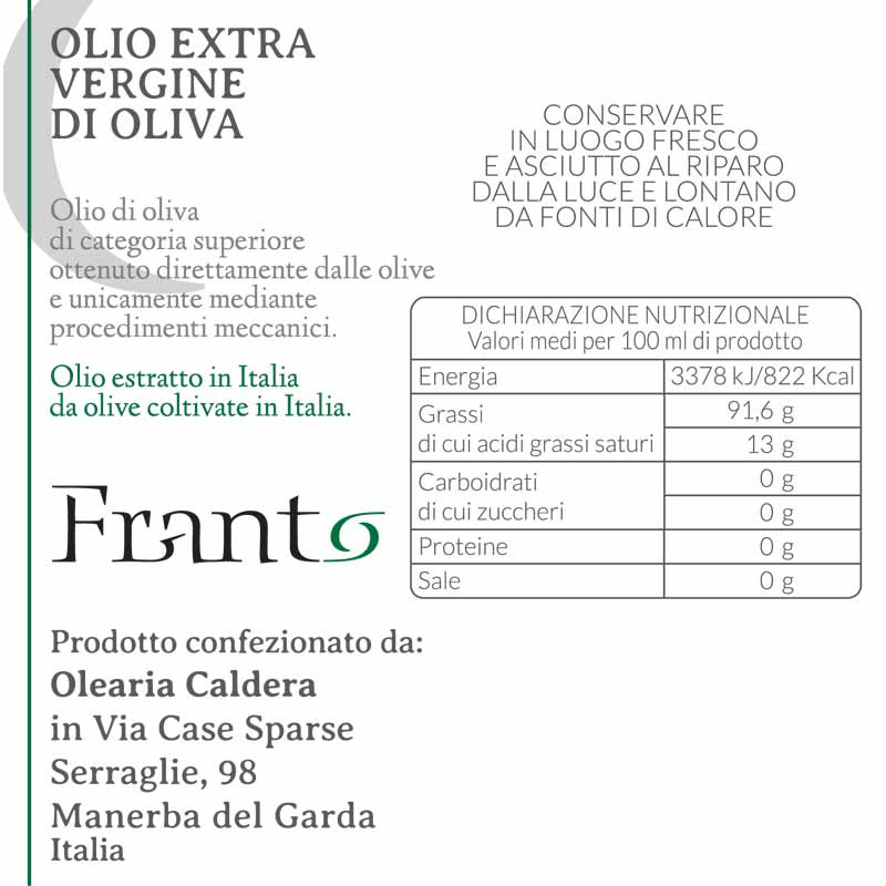 Can 3 lt Extra Virgin Olive Oil Franto 500 ml Caldera Lake Garda