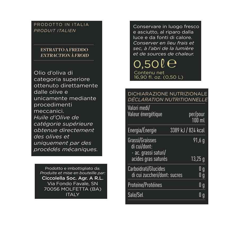 Delicate Extra Virgin Olive Oil Faresse Ciccolella 500 ml