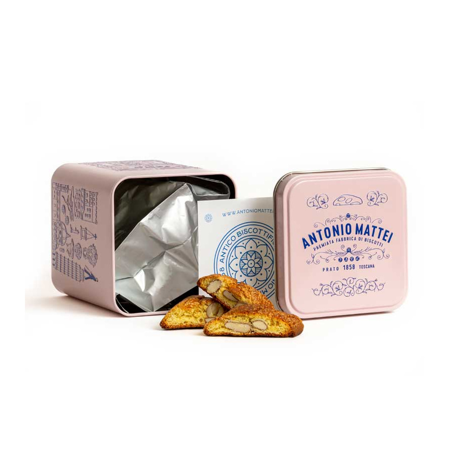 Antonio Mattei Prato Cantucci aux Amandes Boite Tosca Rose 200 gr