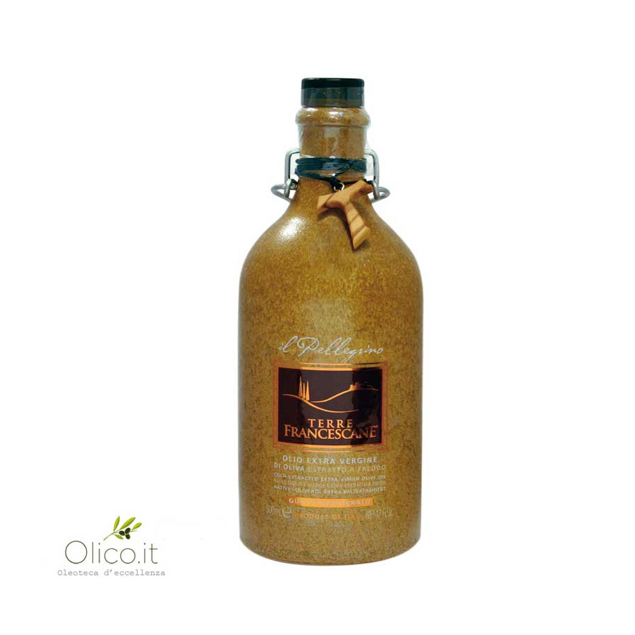 Il Pellegrino Ceramic Bottle with Olive Oil 500 ml Terre Francescane